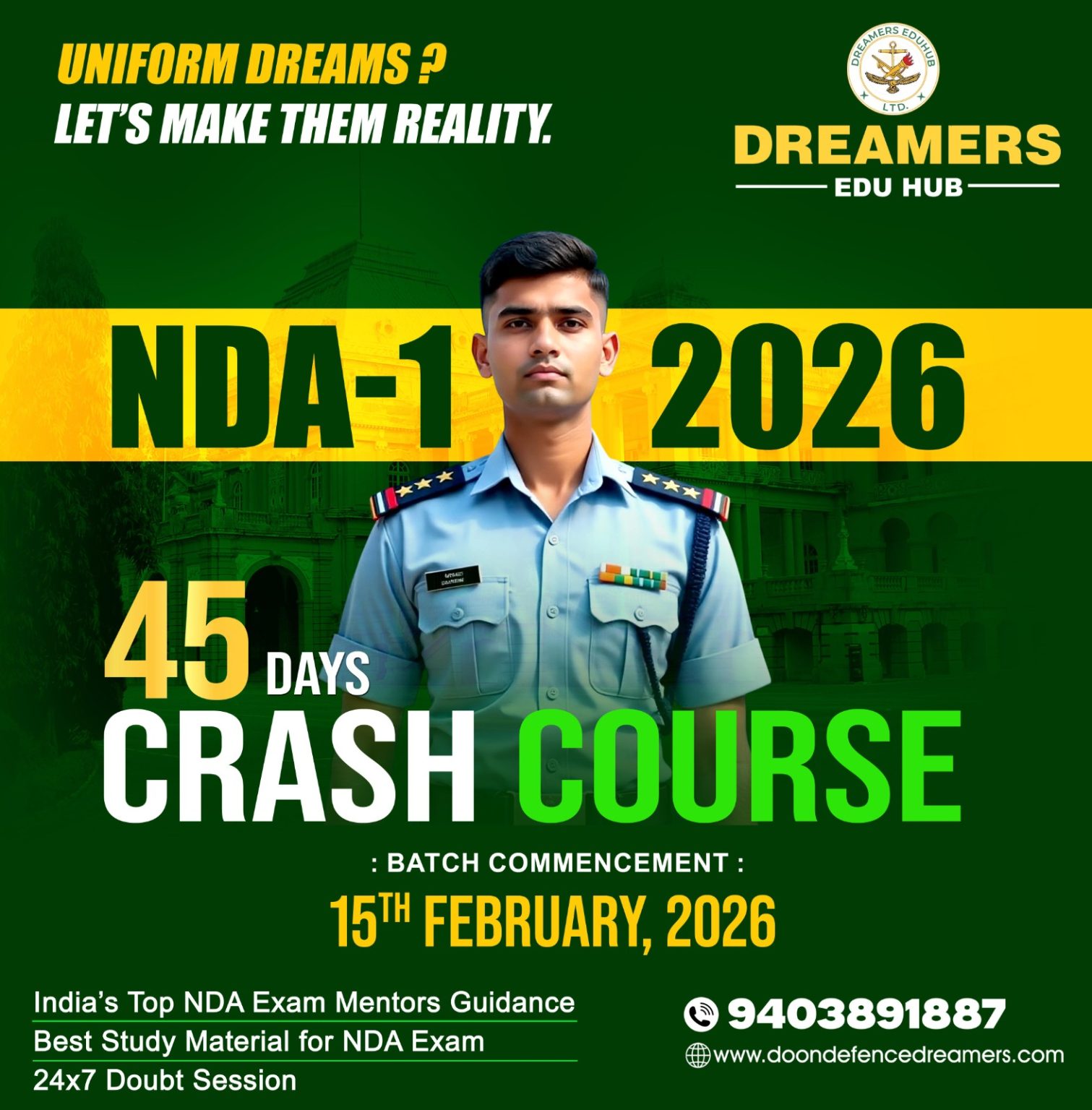NDA 1 2026 45 Days Crash Course – Dreamers Edu Hub